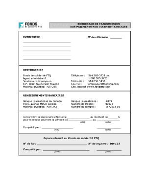 Bordereau De Virement Word - Remplir en ligne, Imprimé, Fillable, Vide ...