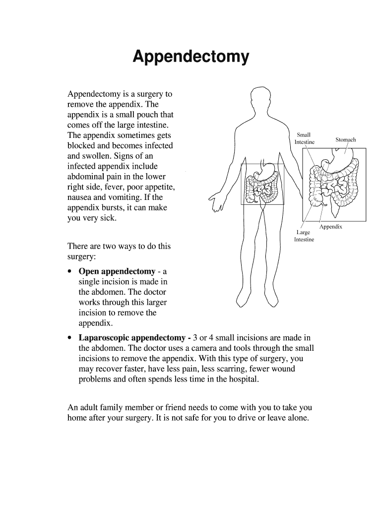 Fillable Online Pediatric Appendectomy - Stanford Children's Health Fax ...