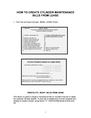 Fillable Online HOW TO CREATE CYLINDER MAINTENANCE BILLS FROM LEASE Fax ...