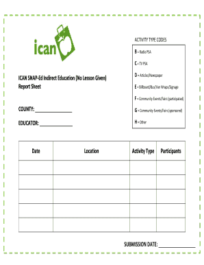 Fillable Online cahe nmsu SNAP-Ed Indirect Ed Report Sheet Fax Email ...