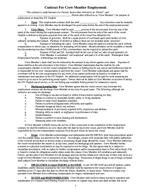 Fillable Online trawl Contract For Crew Member Employment ...
