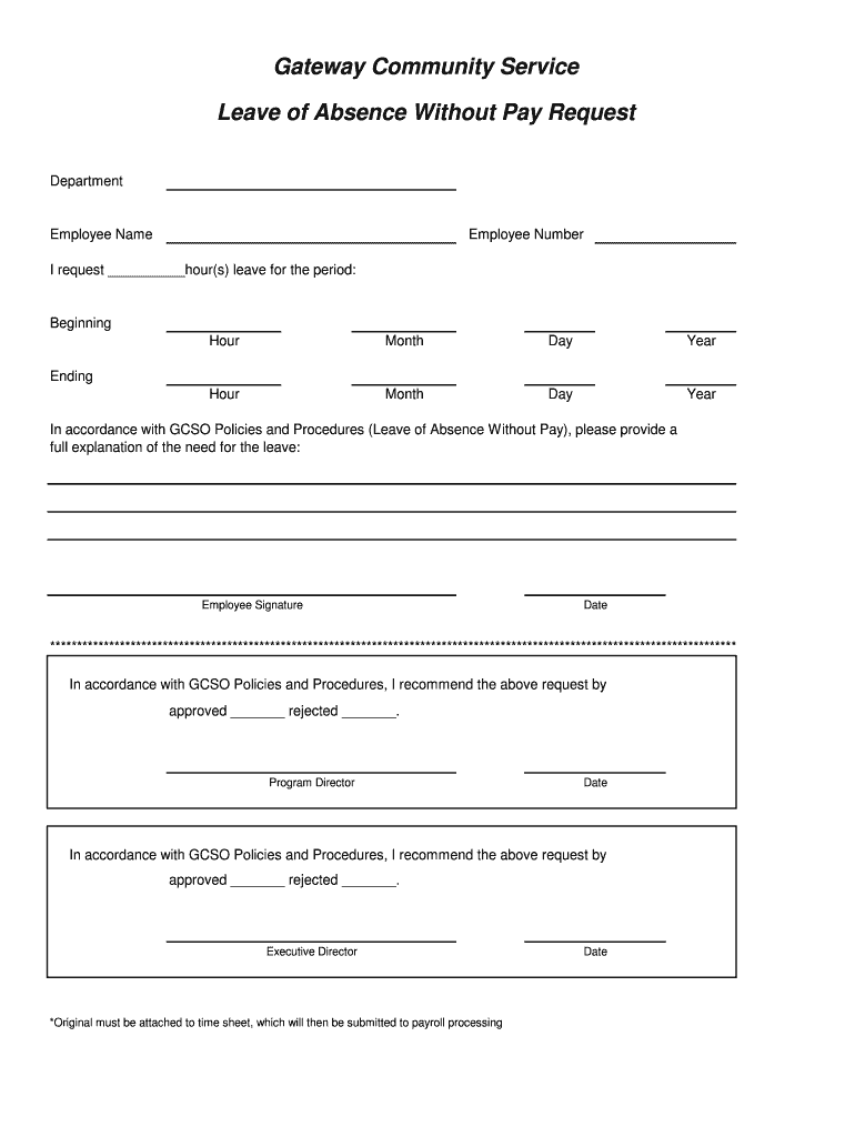 Fillable Online gcscap Gateway Community Service Leave of Absence ...