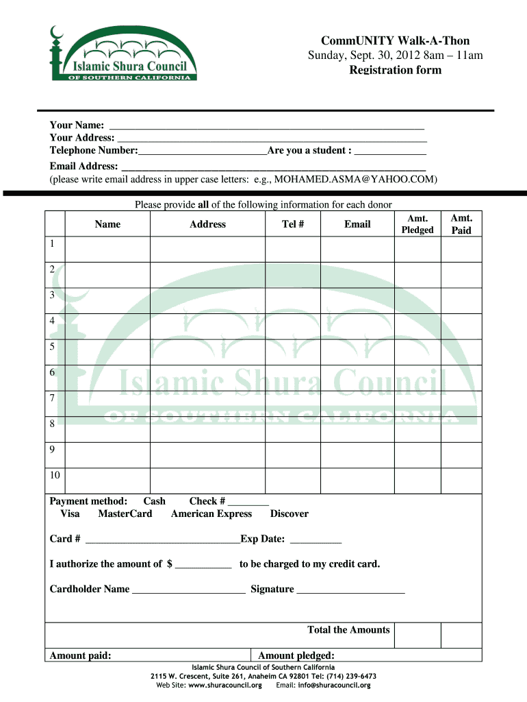 Fillable Online shuracouncil CommUnity walkathon walker form SS edit ...