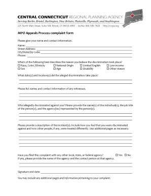 Fillable Online ccrpa MPO Appeals Process complaint form - CCRPAHome ...