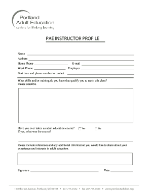 Fillable Online portlandadulted PAE Course Proposal Form.pdf - Portland ...