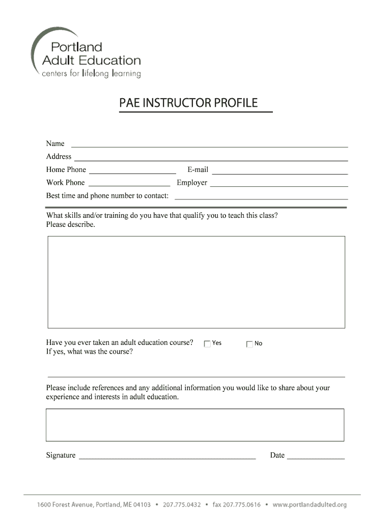 Fillable Online portlandadulted PAE Course Proposal Form.pdf - Portland ...