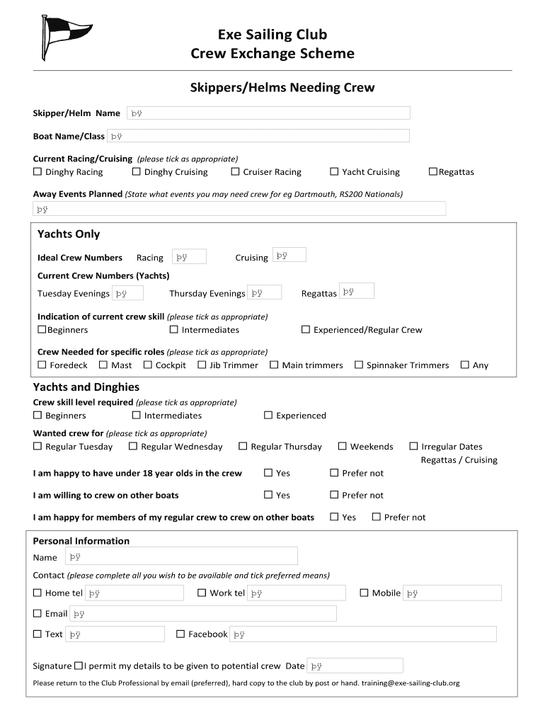 Fillable Online exe-sailing-club EXE SAILING CLUB BEGINNERS GUIDE TO ...
