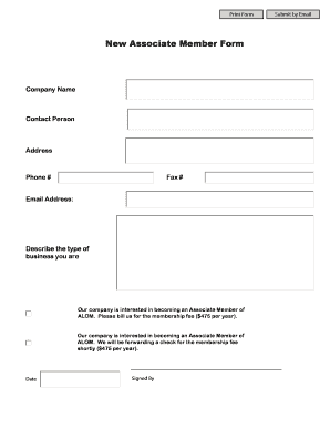 Fillable Online alleghenyleague New Associate Member Form - Allegheny ...
