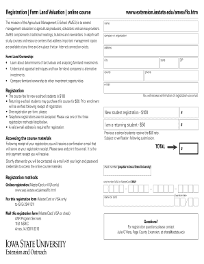 Fillable Online aep iastate Registration Farm Land Valuation online ...