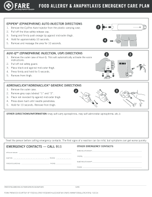 Fillable Online circlechristianschool CCS FARE Emergency Care Form ...