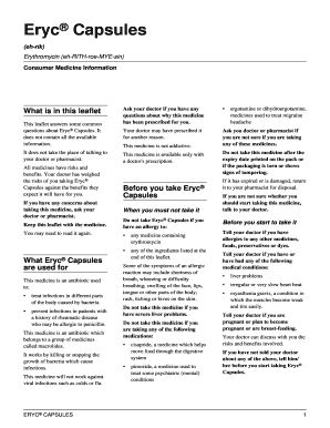 Fillable Online Eryc Capsules any medicine containing Before you take ...