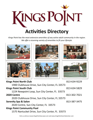 Fillable Online Kings Point has the most extensive amenities of any ...