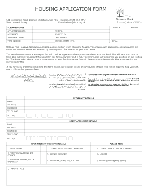 Fillable Online HOUSING APPLICATION FORM - bdphabborgb Fax Email Print ...