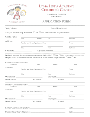 Fillable Online lla AppLiCAtion Form - Loma Linda Academy Home Page Fax ...