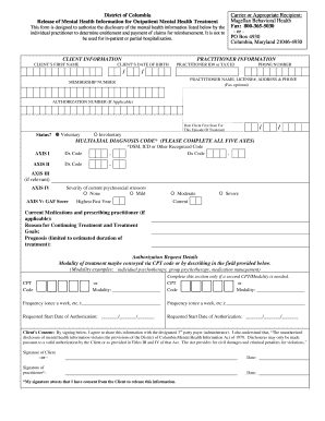 Fillable Online Carrier or Appropriate Recipient Release of Mental ...