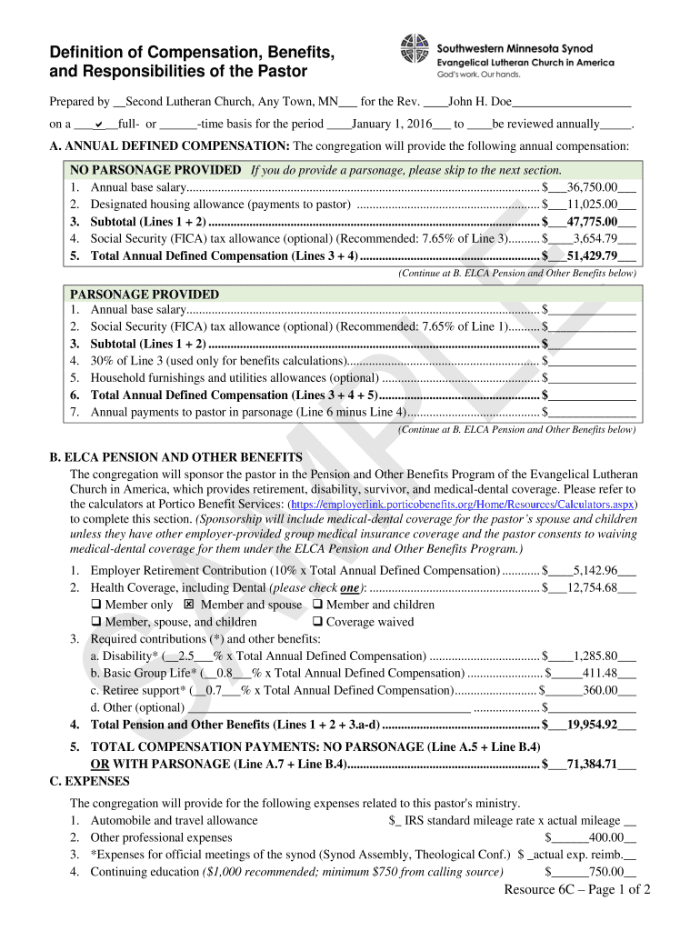 Fillable Online swmnelca Resource 6C - Sample of Completed Comp Form ...