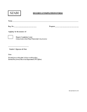 Fillable Online khi szabist edu DEGREE COMPLETION FORM SZABI ST - khi ...