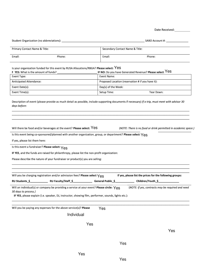 Fillable Online Student Organization Intake Form (Student Form) Draft 4 ...