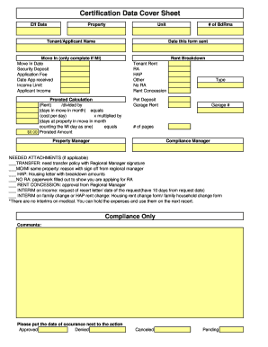 Fillable Online Certification Data Cover Sheet - MetroPlains Management ...