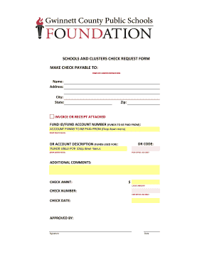 Fillable Online SCHOOLS AND CLUSTERS CHECK REQUEST FORM MAKE CHECK ...