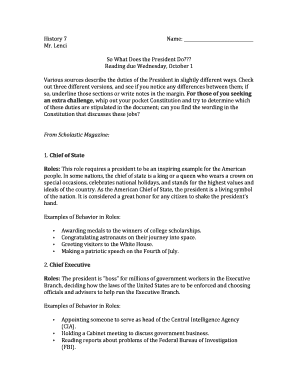 Fillable Online brookwood Roles of the President Readingdoc Fax Email ...