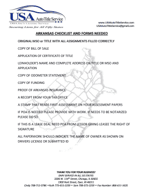 Fillable Online ARKANSAS CHECKLIST AND FORMS NEEDED Fax Email Print - pdfFiller