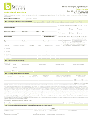 Fillable Online bclearbenefits Atrium Enrolment Form Burnaby BC V5C 6G9 ...