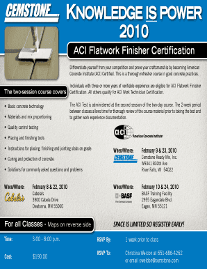 Fillable Online ACI Flatwork Finisher Certification - cemstonecom Fax ...
