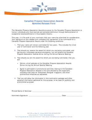 Fillable Online propane Canadian Propane Association Awards Nominee ...