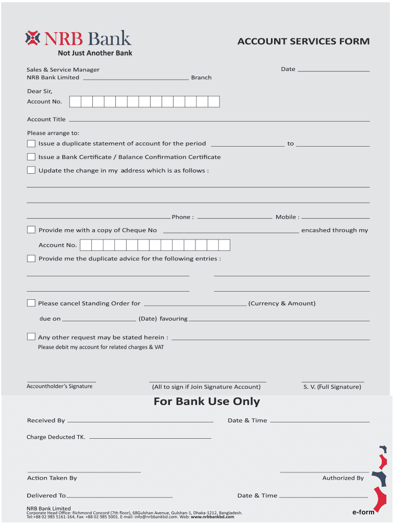 Fillable Online NRB SERVICES FORM Fax Email Print - pdfFiller