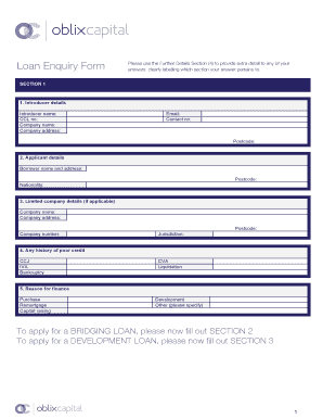 Fillable Online Loan Enquiry Form FINAL2 - oblixcapital Fax Email Print ...