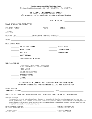 Fillable Online elumc BUILDING USE REQUEST FORM To be returned to ...