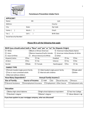 Fillable Online capeco-works Foreclosure Prevention Intake Form ...