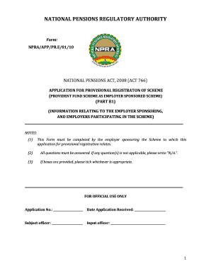 Fillable Online npra gov NATIONAL PENSIONS REGULATORY AUTHORITY ...