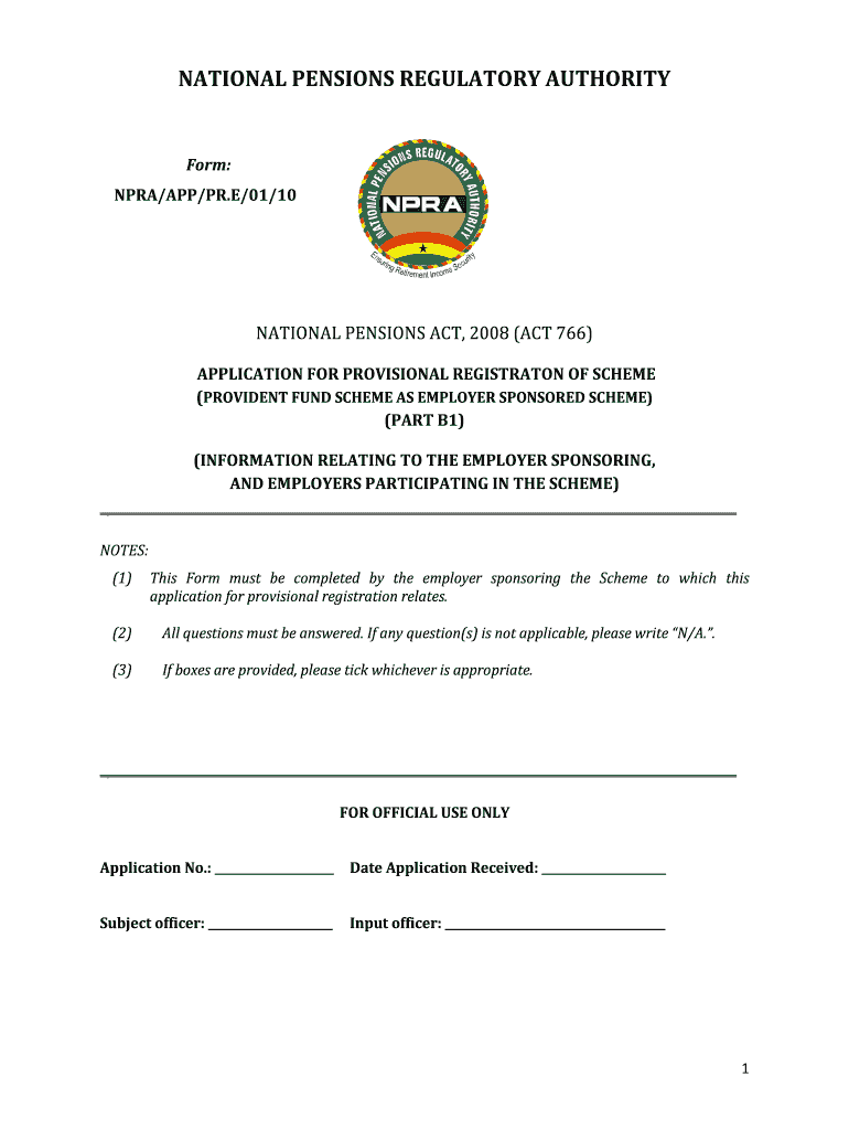 Fillable Online npra gov NATIONAL PENSIONS REGULATORY AUTHORITY ...