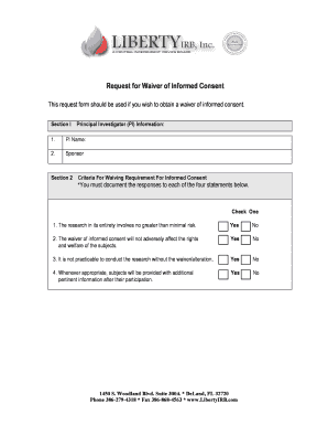 Fillable Online Continuing Review Form Liberty IRB 11 FEB 2015 Fax Email Print - pdfFiller