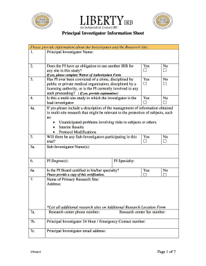 Fillable Online PROTOCOL INFORMATION SHEET Fax Email Print - pdfFiller