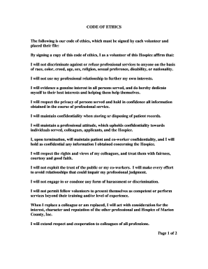 Fillable Online The following is our code of ethics, which must be ...