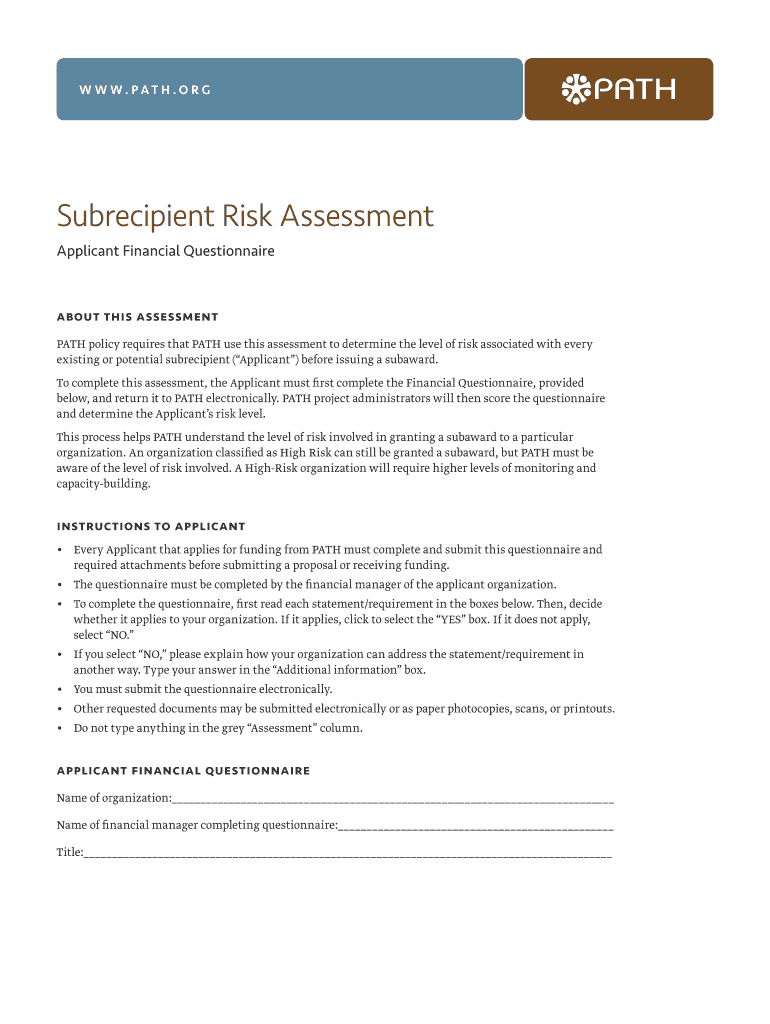 Fillable Online sites path View the Subrecipient Risk Assessment Fax ...