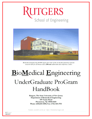 Fillable Online soe rutgers BioMedical Engineering - Rutgers University School of Engineering ...