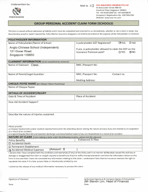 Fillable Online acsindep moe edu GROUP PERSONAL ACCIDENT CLAIM FORM ...