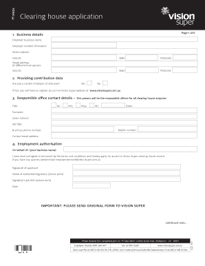 Fillable Online Clearing house application - Vision Super Fax Email ...