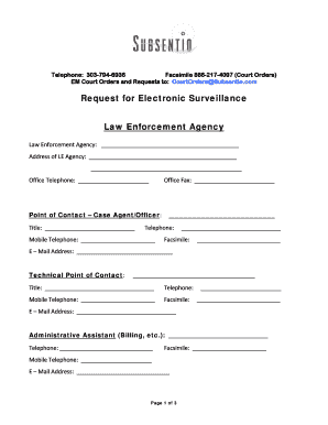 Fillable Online Request for Electronic Surveillance Law Enforcement ...