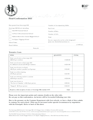 Fillable Online Continued over Final confirmation 2015 ...