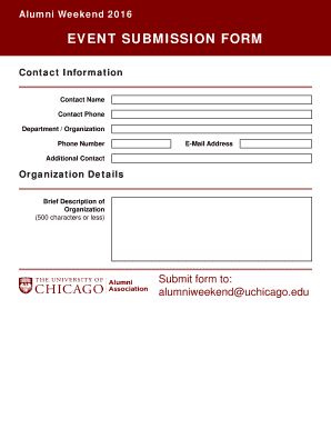 Fillable Online EVENT SUBMISSION FORM - UChicago Arts Fax Email Print ...