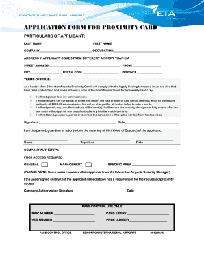 Fillable Online APPLICATION FORM FOR PROXIMITY CARD Fax Email Print ...