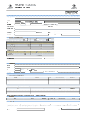 Fillable Online Diaspora Liberty Life Cover Application Form Fax Email ...