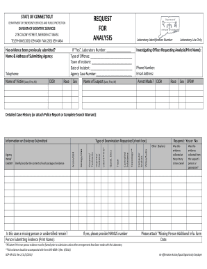 Fillable Online dsf state ct Request for Analysis Form - CT.gov Fax Email Print - pdfFiller