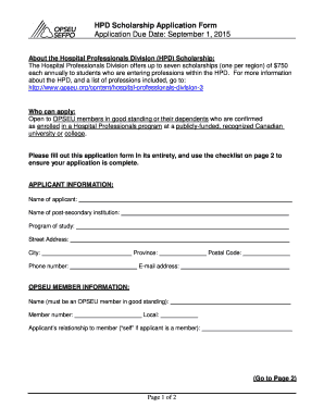 Fillable Online HPD Scholarship b2015 applicationb form Fax Email Print ...