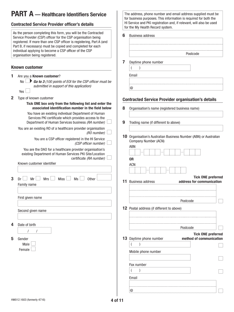 Fillable Online humanservices gov Healthcare Identifiers Service My ...